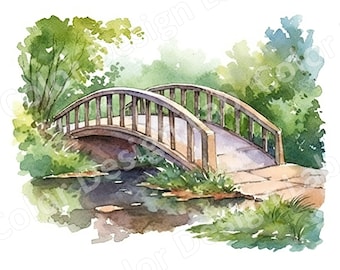Rustic Stone Bridge Printable Clipart High-resolution Digital - Etsy