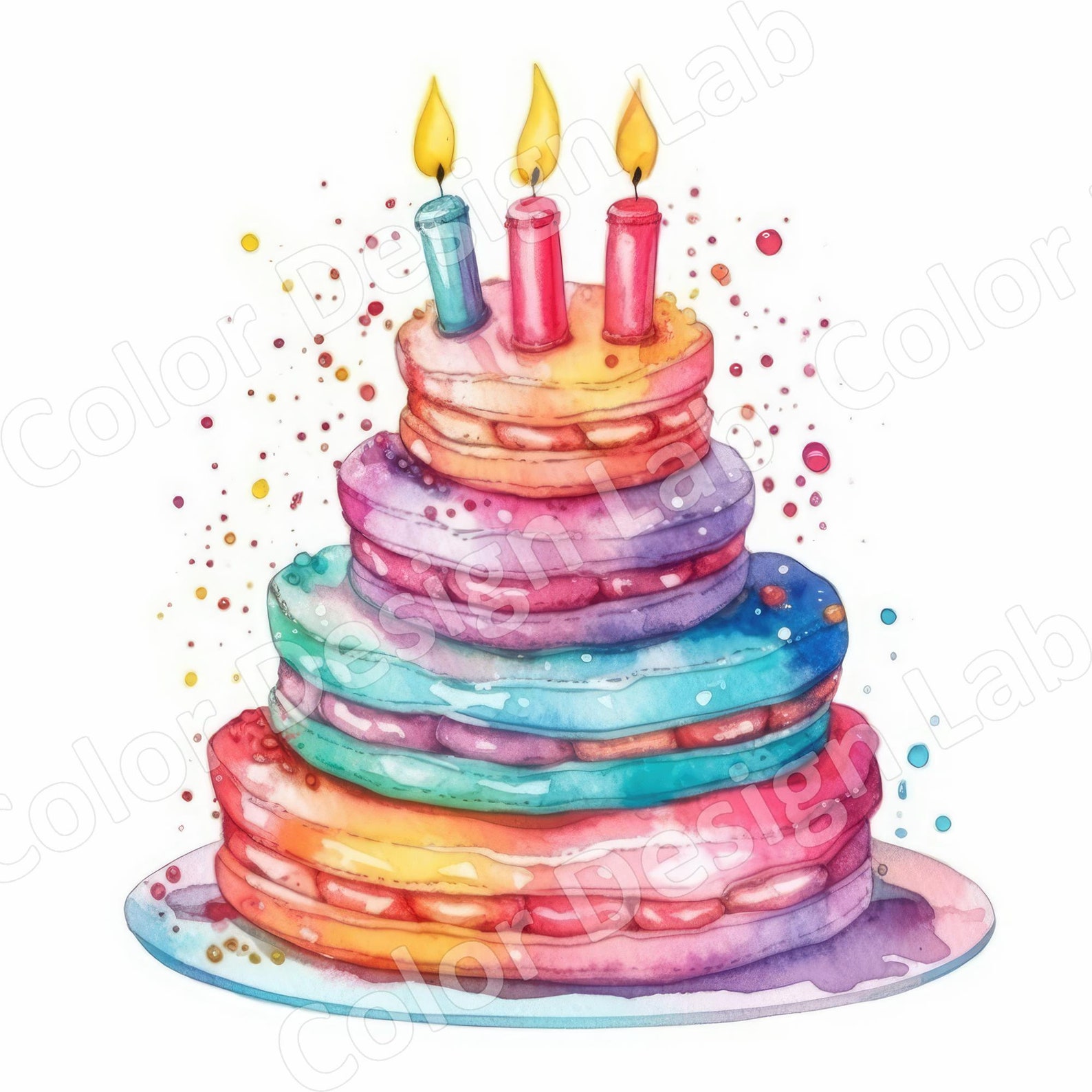 Colorful Birthday Cake Clipart Set 8 High Resolution PNG - Etsy