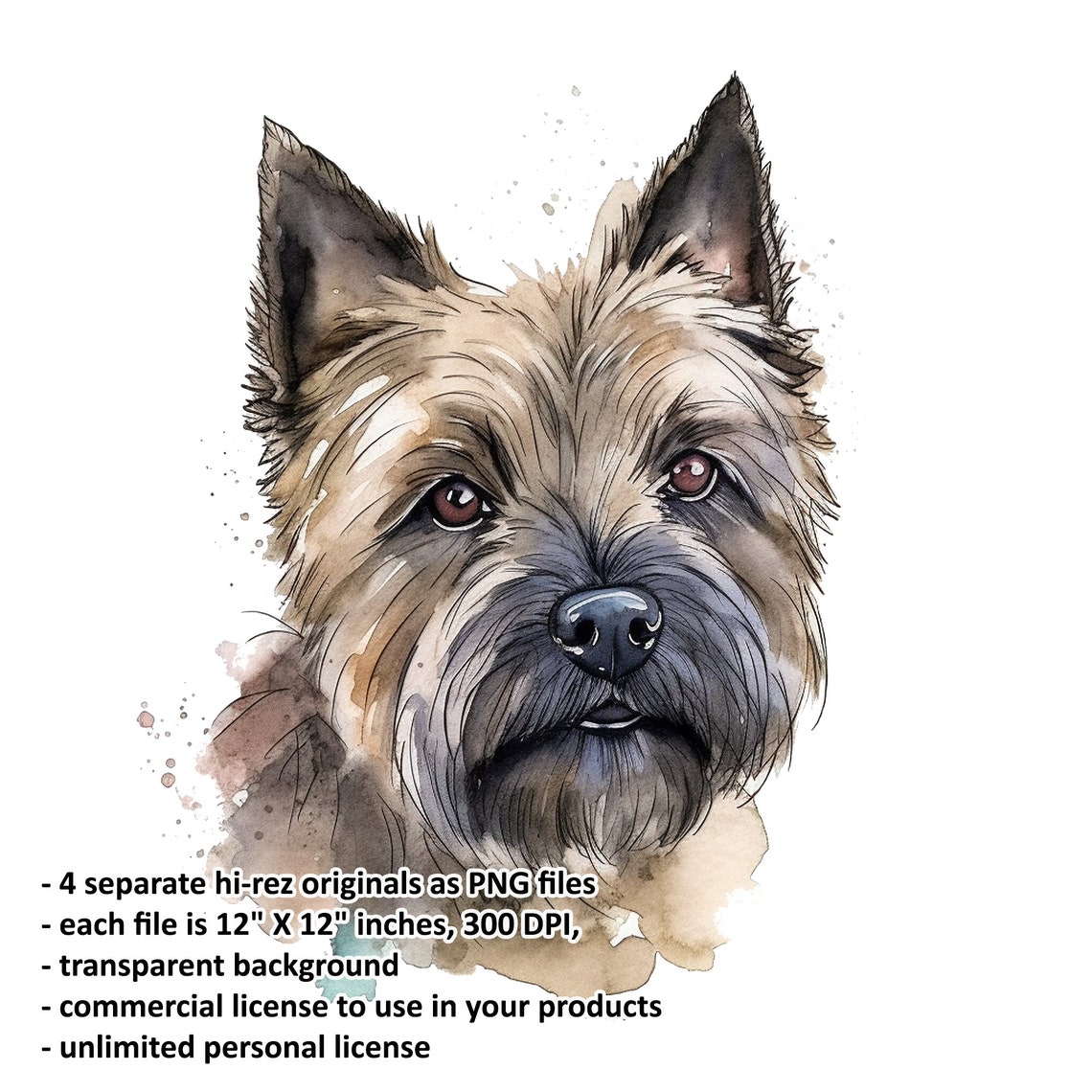 Cairn Terrier Watercolor Art Print, Charming Dog Portrait, Pet ...