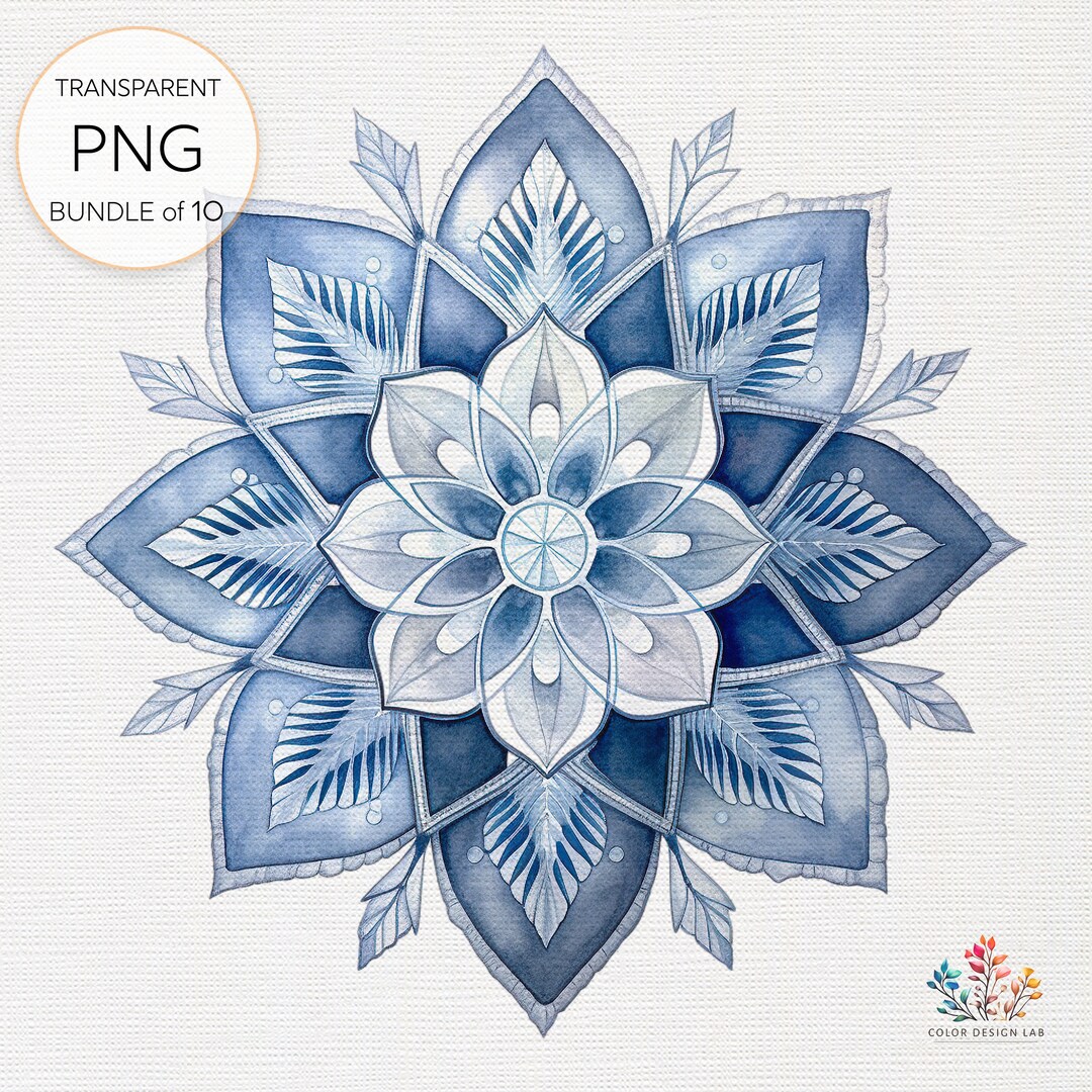 Snow Flake Pattern Watercolor Clipart Image, Wintry Design, Frosty ...