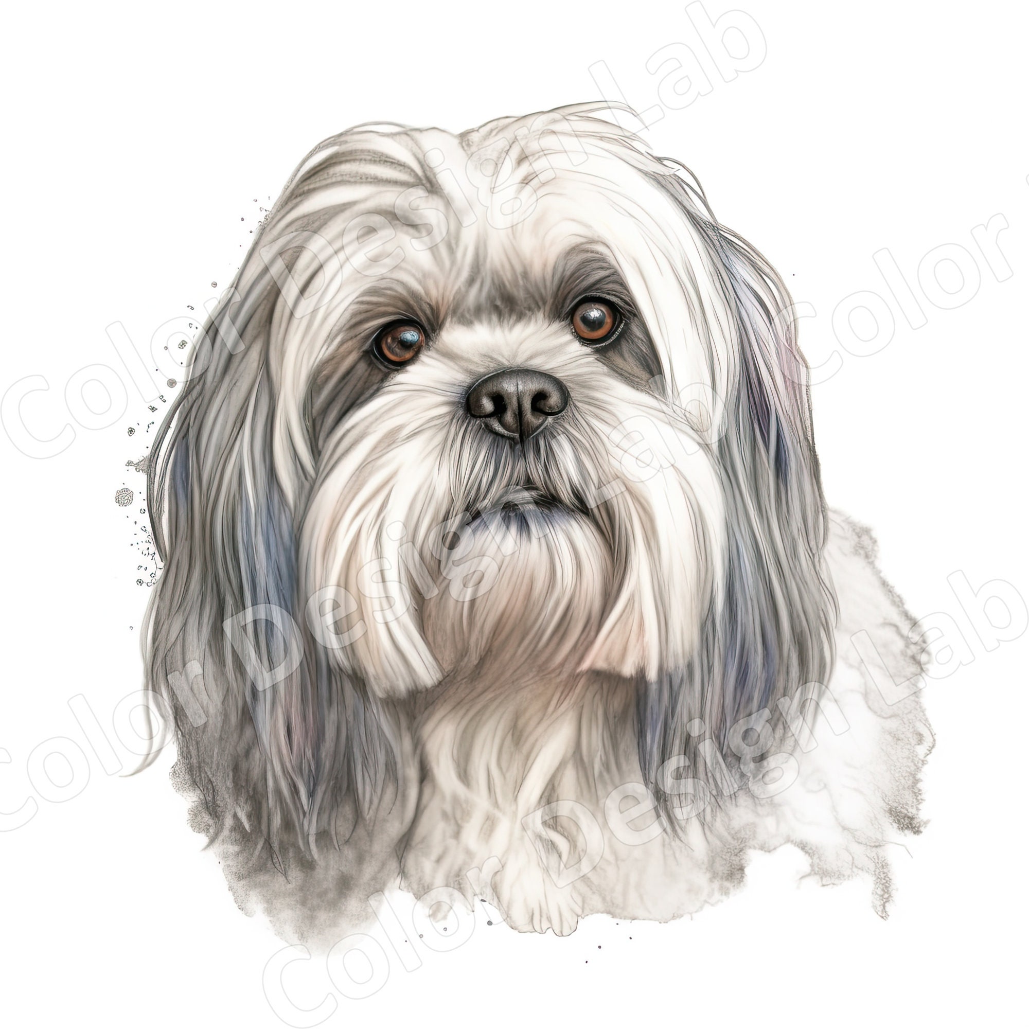 Lhasa Apso Clipart Design Hand-drawn Tibetan Dog Art - Etsy