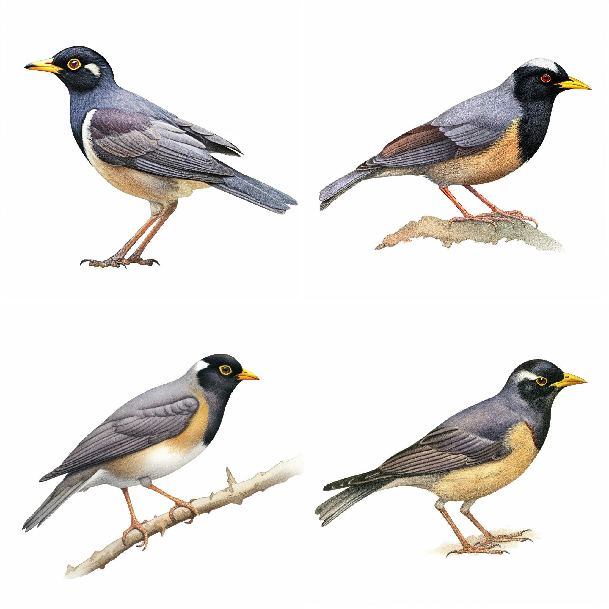 Common Myna Clipart 8 High Quality Myna Bird Digital - Etsy