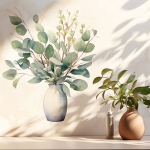 Watercolor Eucalyptus Clipart Leaves, Eucalyptus Corner and Border PNG ...