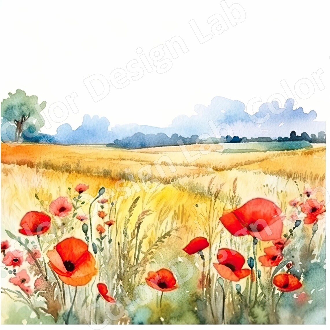 Field of Poppies Printable Clipart Set 8 High-resolution PNG - Etsy