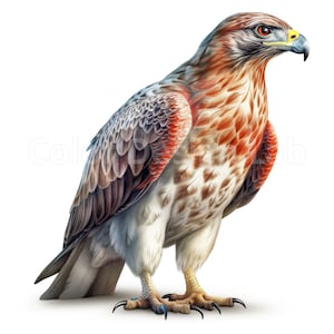 Red-tailed Hawk Clipart, Red-tailed Hawk Set of 8 Printable Art PNG ...