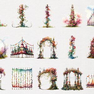 Maypole Clipart Bundle of 36 Quality Transparent Watercolor Png Digital ...