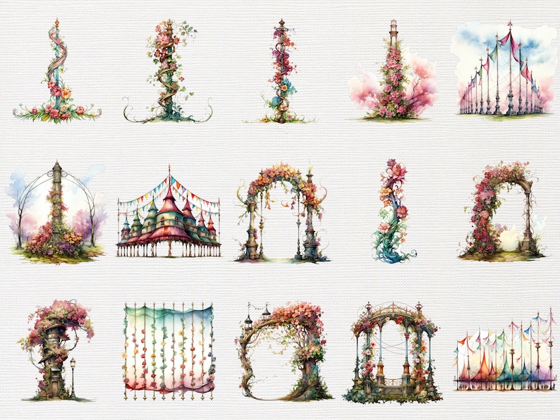 Maypole Clipart Bundle of 36 Quality Transparent Watercolor - Etsy