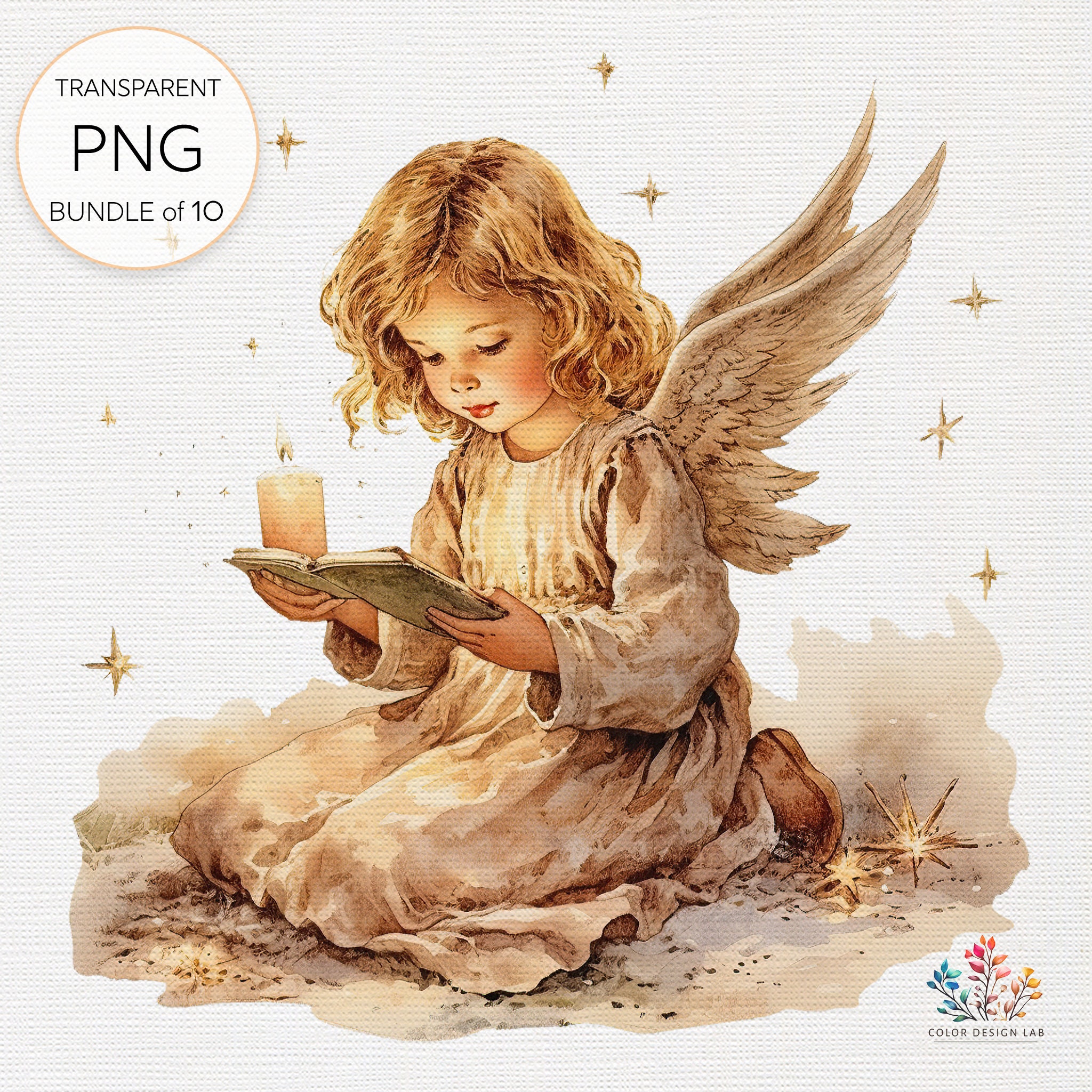 Vintage Christmas Spirit Clipart - Angelic, Candlelight & Gift ...