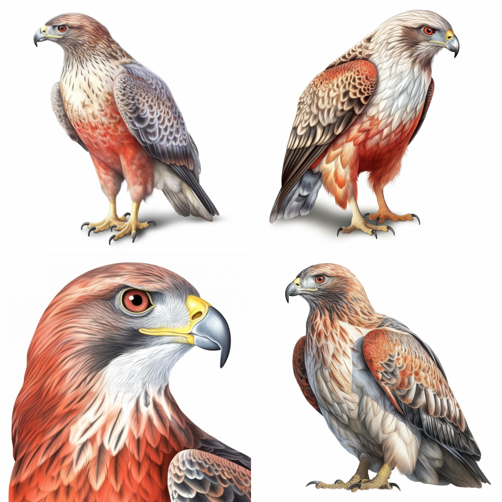 Red-tailed Hawk Clipart Red-tailed Hawk Set of 8 Printable - Etsy UK