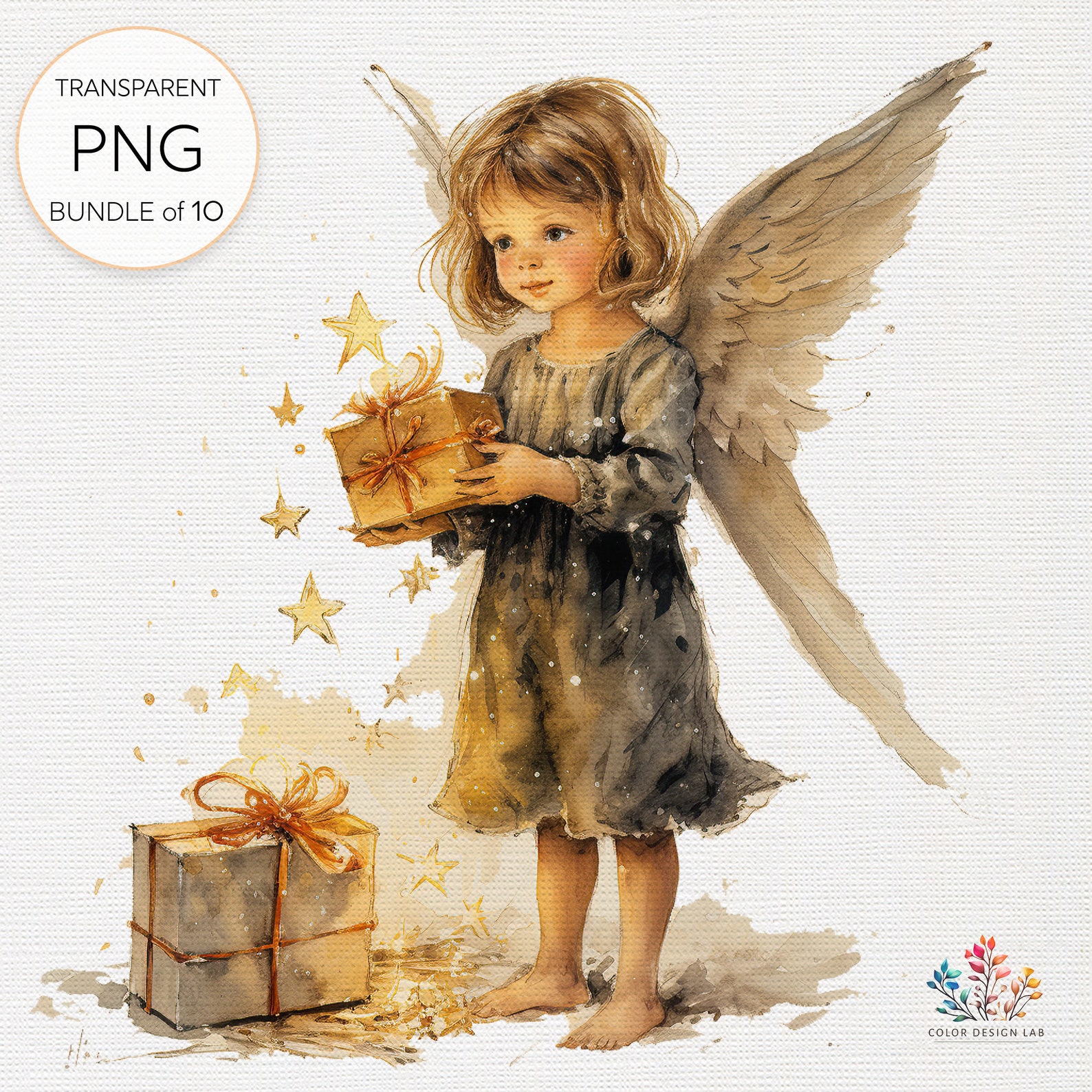 Vintage Christmas Spirit Clipart - Angelic, Candlelight & Gift ...