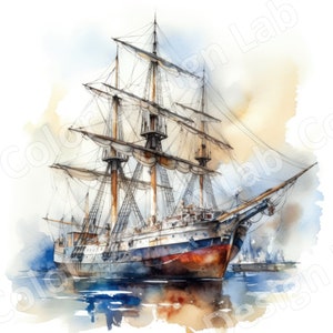 Clipper Ship Digital Download, Set of 4 High-resolution PNG Images ...