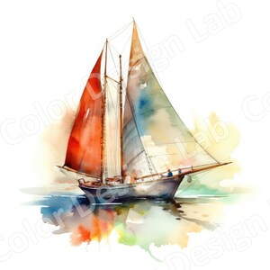 Sailboat Clipart Design, Nautical Vessel Art, Oceanic Adventure and ...