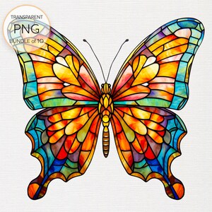 Stained Glass Butterflies Clipart - Set of 10 Watercolor Stained Glass ...