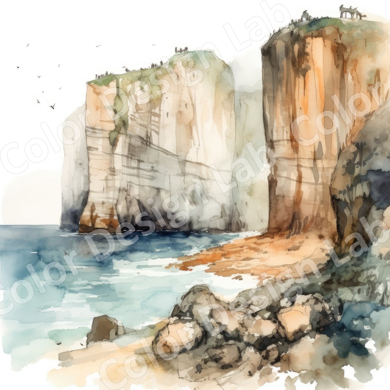 Soaring Coast Cliffs Printable Clipart 8 High-resolution - Etsy
