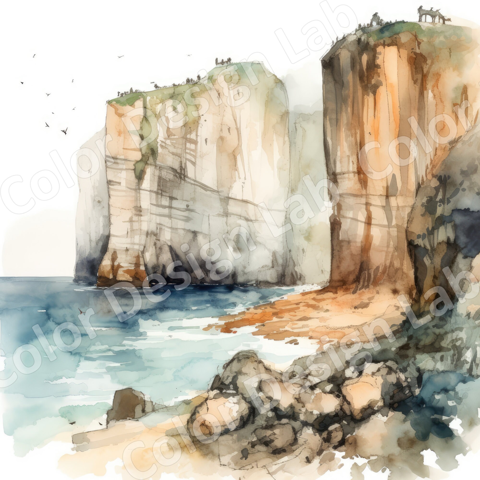Soaring Coast Cliffs Printable Clipart 8 High-resolution - Etsy