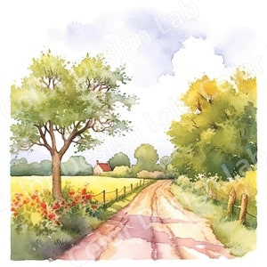 Country Lanes Printable Wall Art Set - 8 Pngs of Country Road, Pathway ...