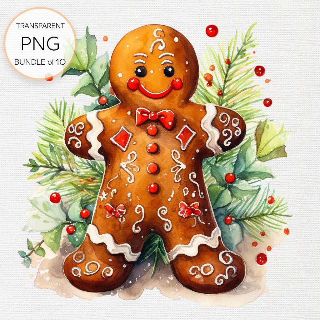 Gingerbread Man Clipart Christmas Gingerbread Man PNG - Etsy