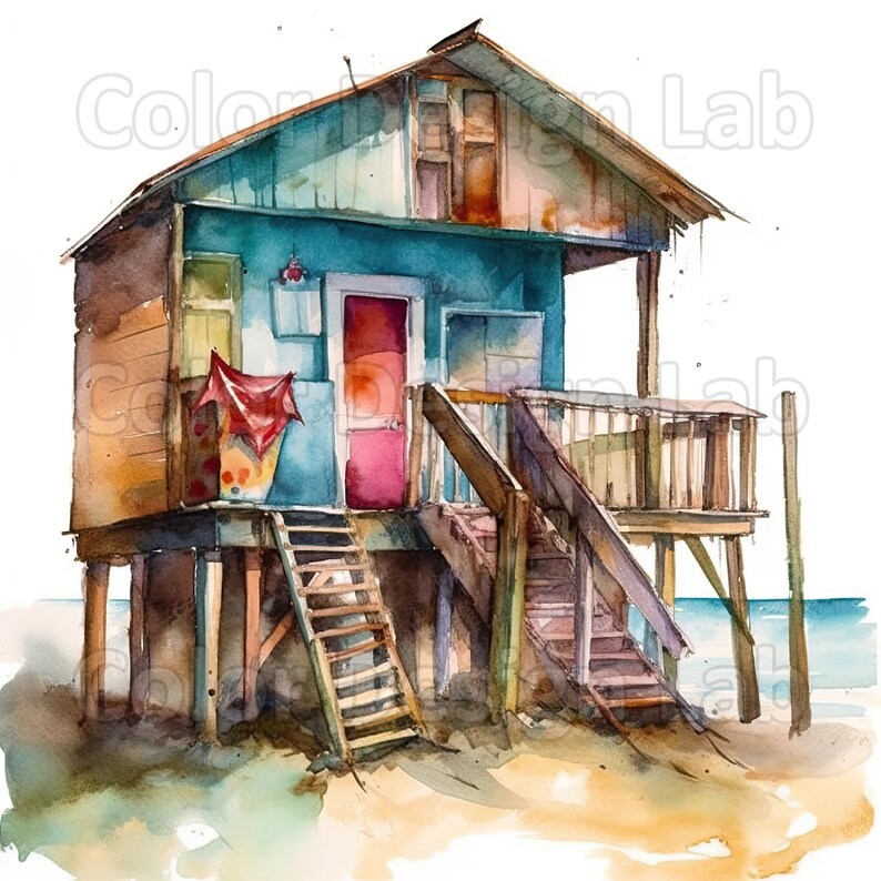 Beach Hut Summer Printable Clipart High-quality PNG Set of - Etsy