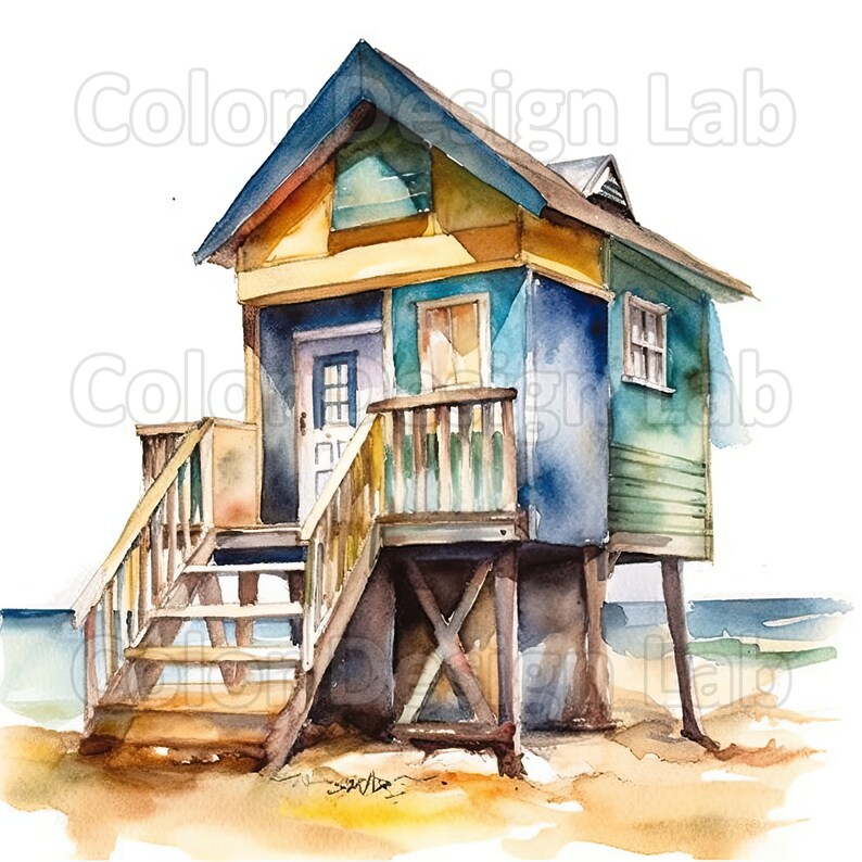 Beach Hut Summer Printable Clipart High-quality PNG Set of - Etsy