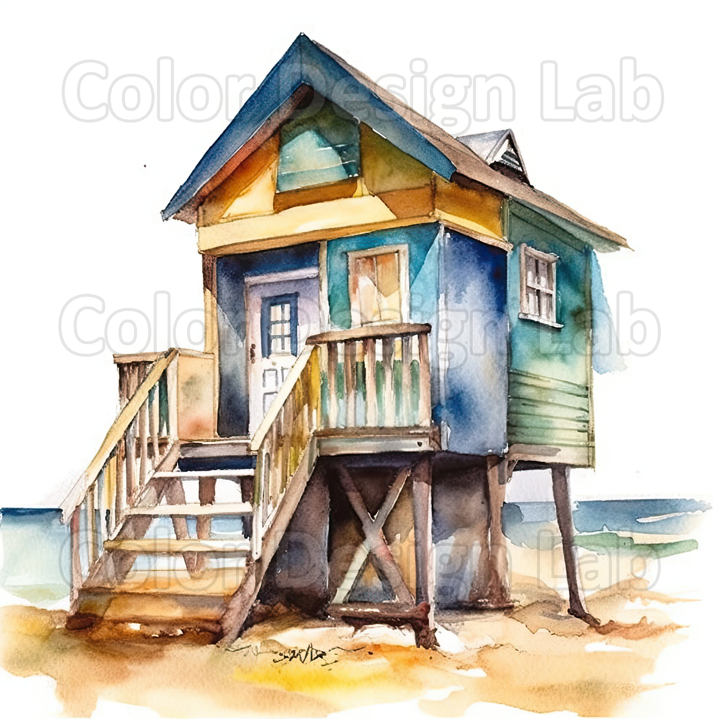 Beach Hut Summer Printable Clipart - High-quality PNG, Set of 8 Digital ...