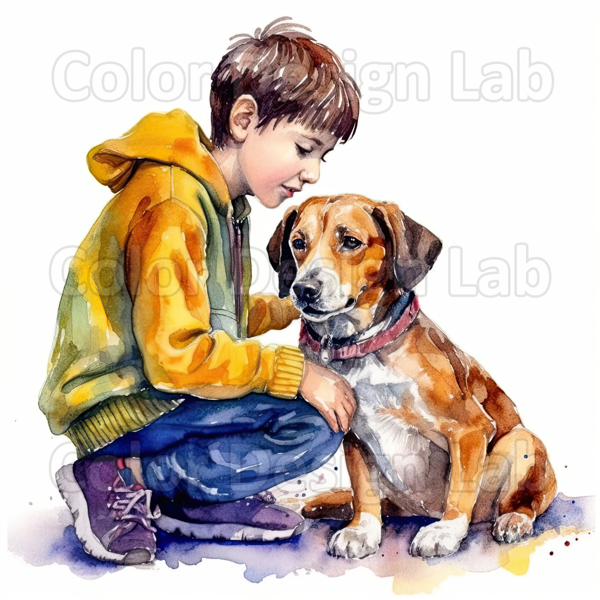 Boy and Puppy Clipart Set of 8 PNG Files High-resolution - Etsy