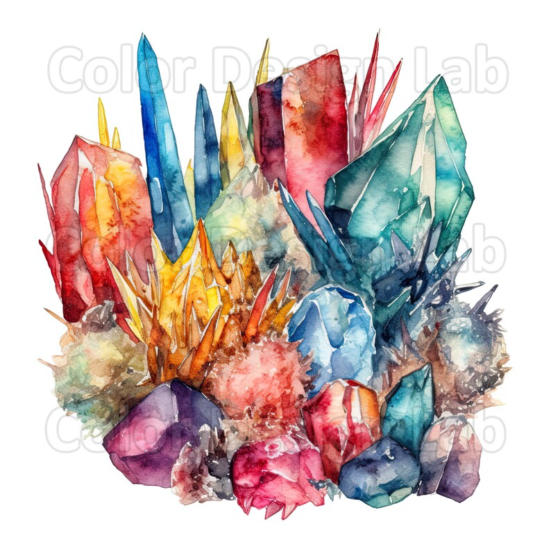 Colourful Crystal Printable Clipart Gemstone Set of 8 PNG - Etsy