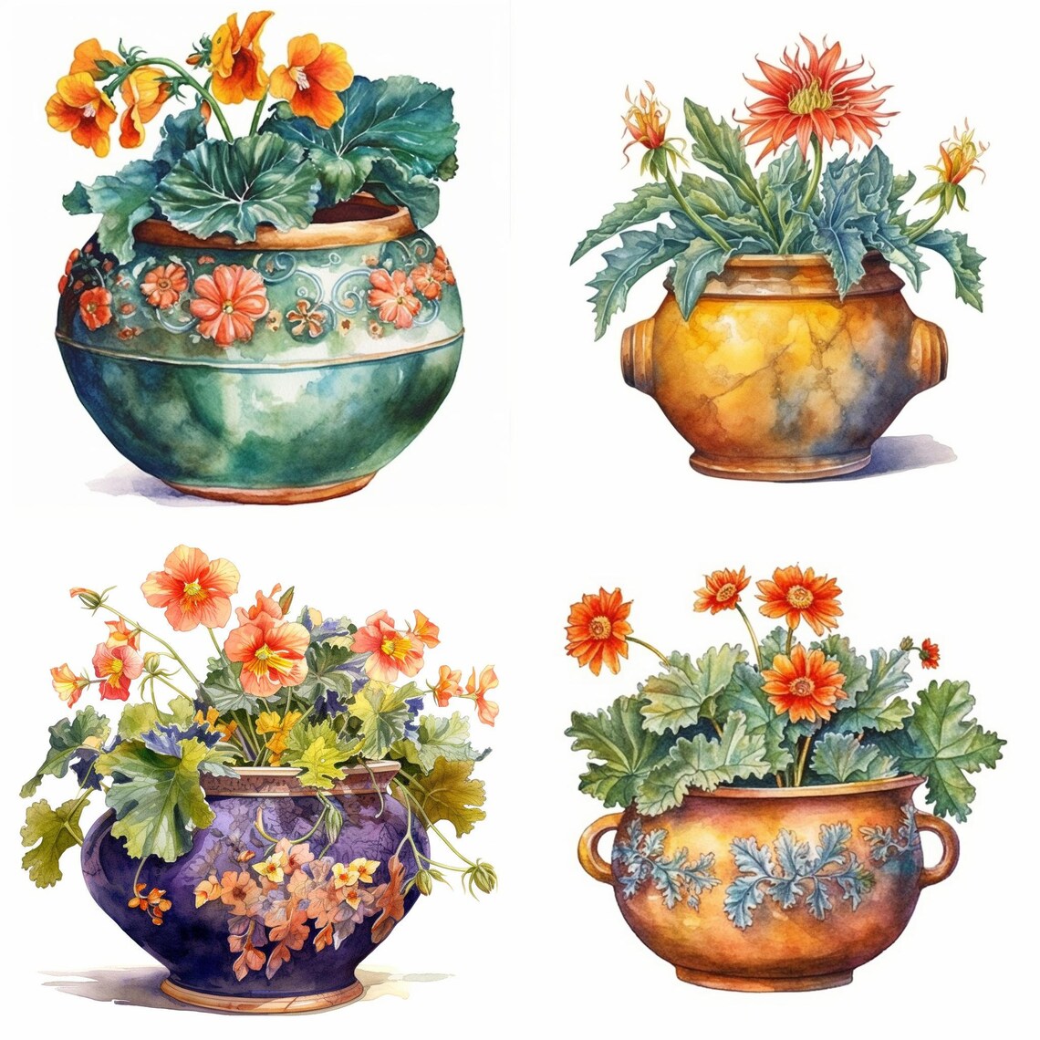 Pot With Flower Clipart Set of 12 High-quality Floral PNG - Etsy