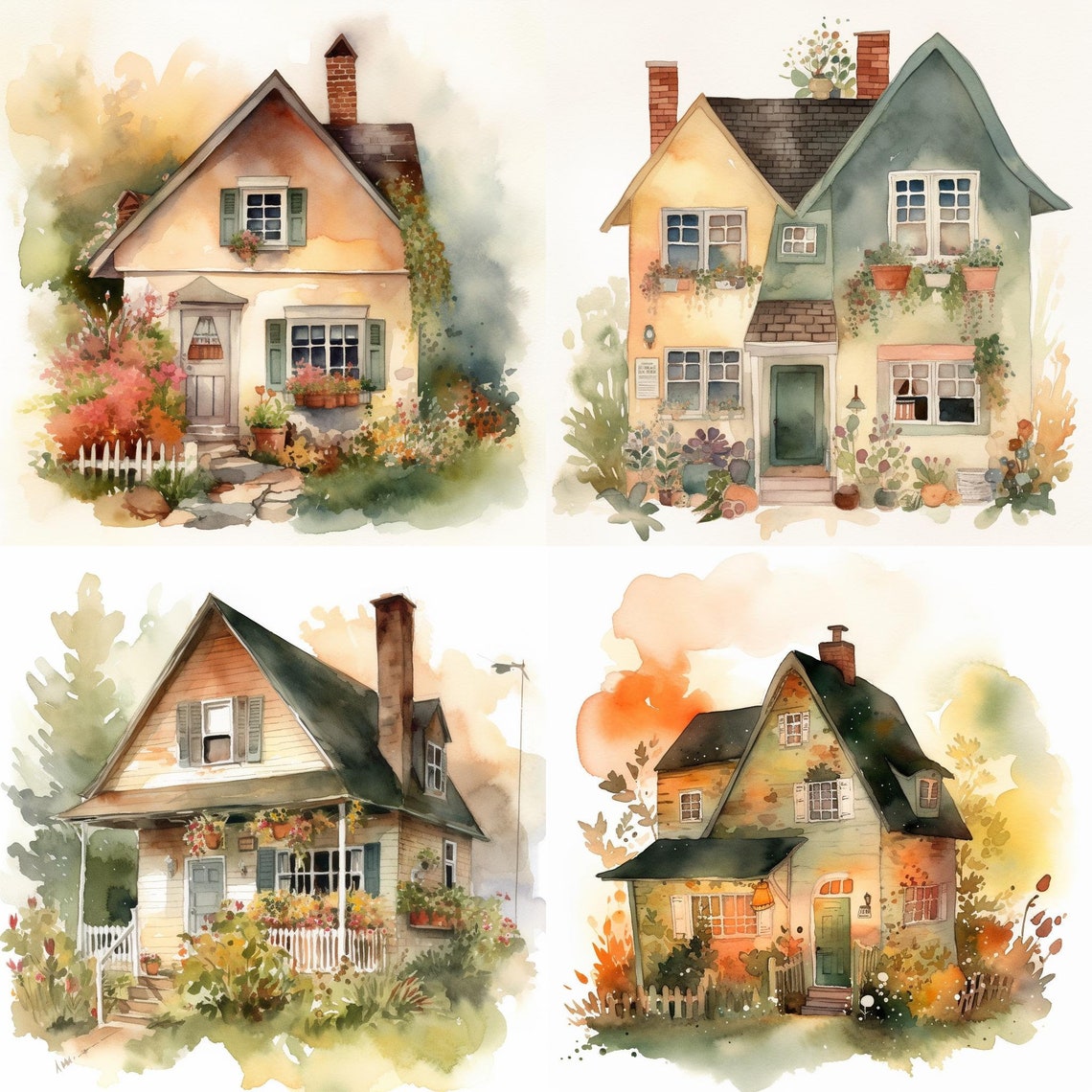 Cozy Cottage Printable Clipart Bundle Set of 8 High-quality - Etsy
