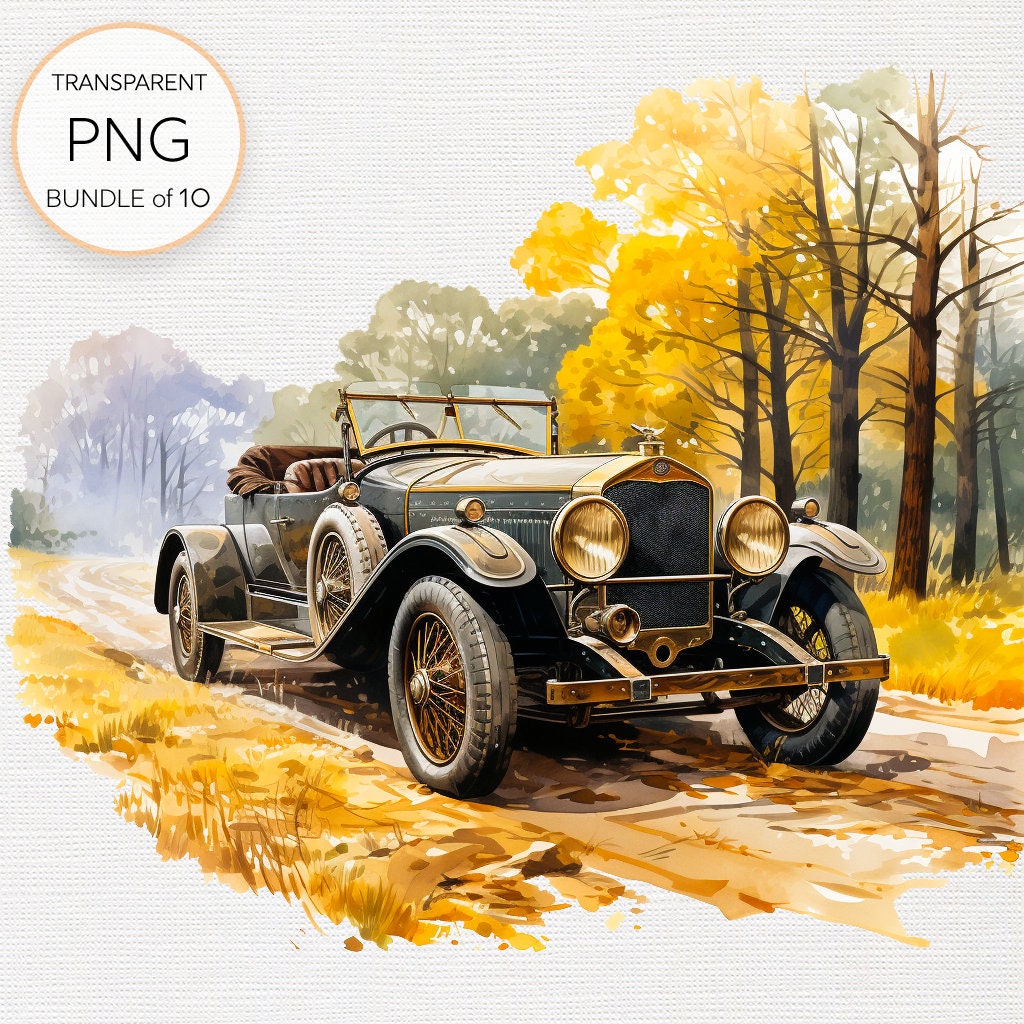 Vintage Sporty Car Clipart Set of 10 Retro Automobile - Etsy