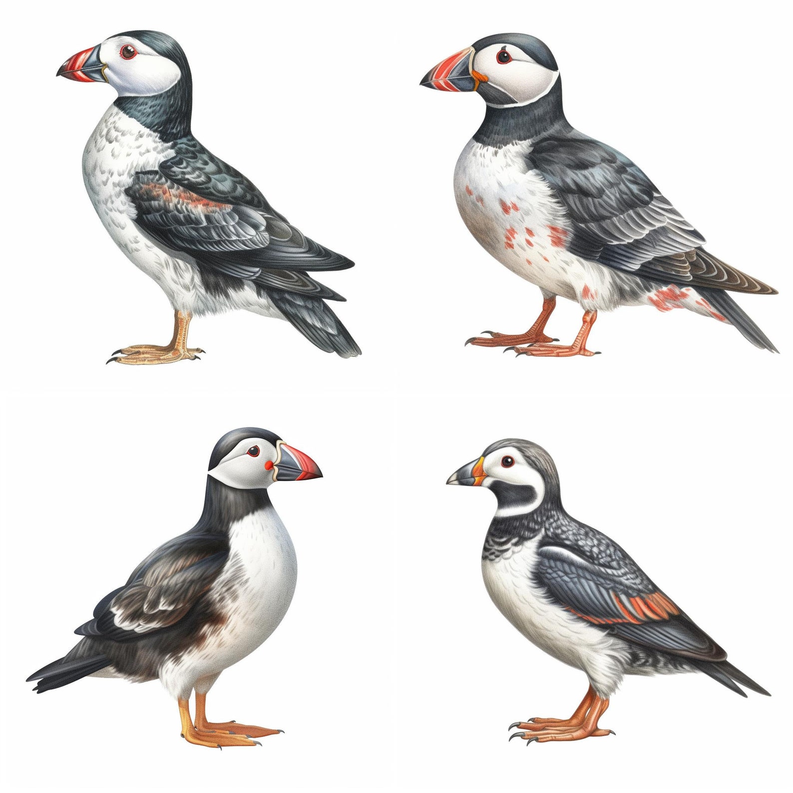 Atlantic Puffin Clipart Set - 8 PNG, High Resolution, Digital Download ...