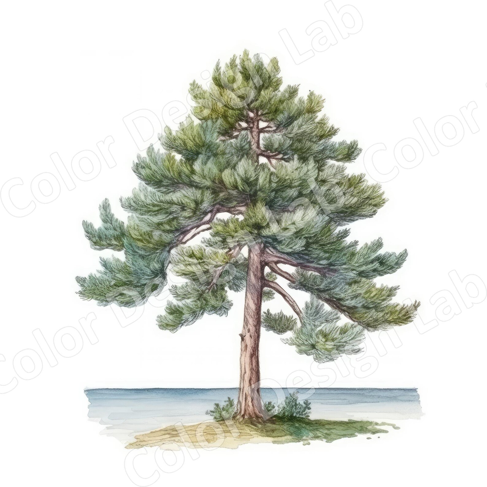 Lakeside Pine Tree Printable Clipart 8 High-resolution Pngs - Etsy