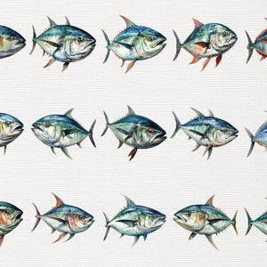 Tuna Fish Clipart Bundle - 36 Watercolor Png for Instant Download With ...
