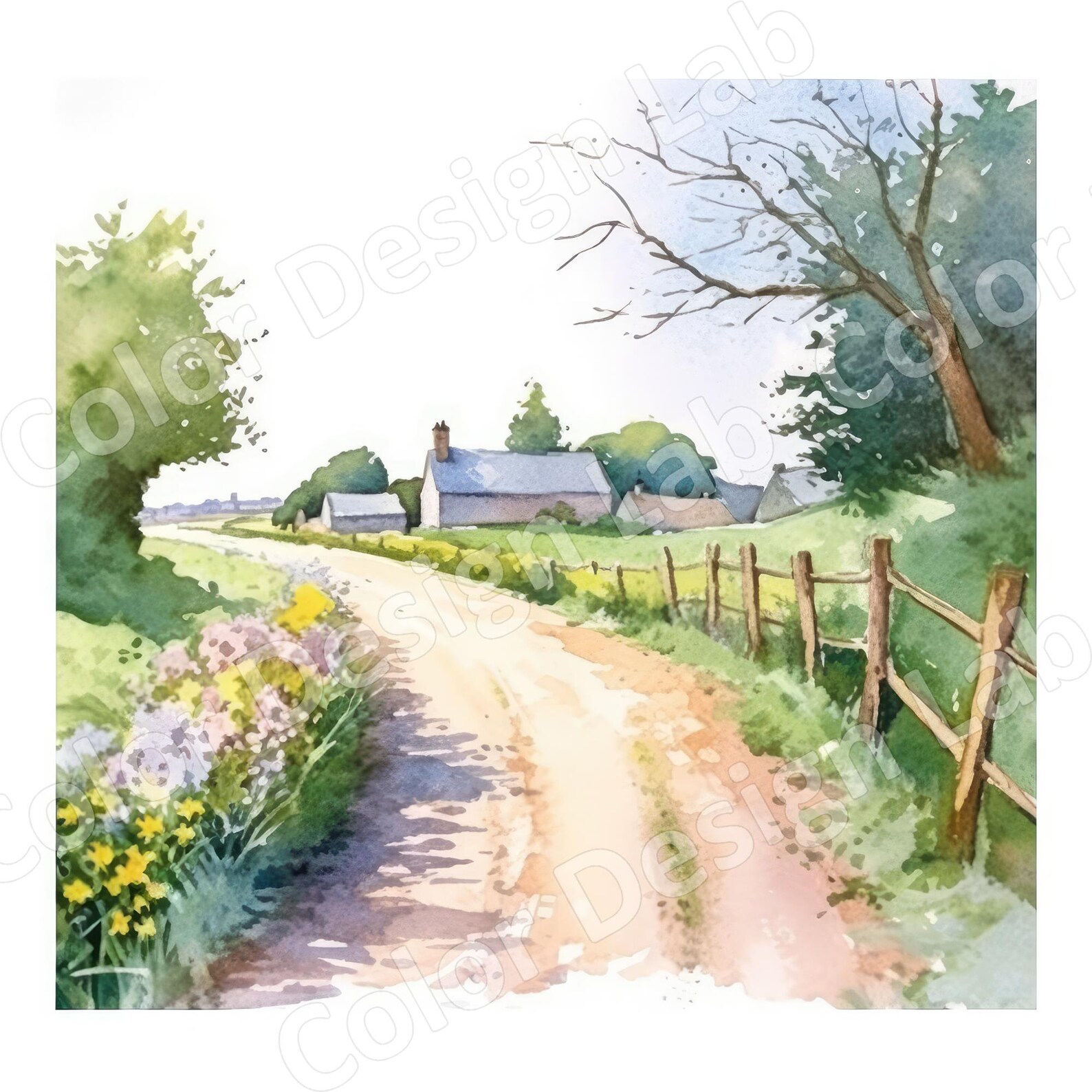 Country Lane Printable Clipart Set of 8 High-resolution PNG - Etsy