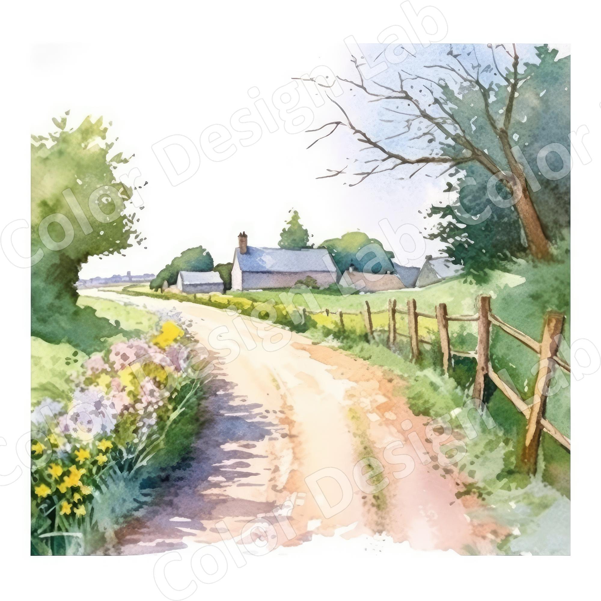 Country Lane Printable Clipart Set of 8 High-resolution PNG - Etsy