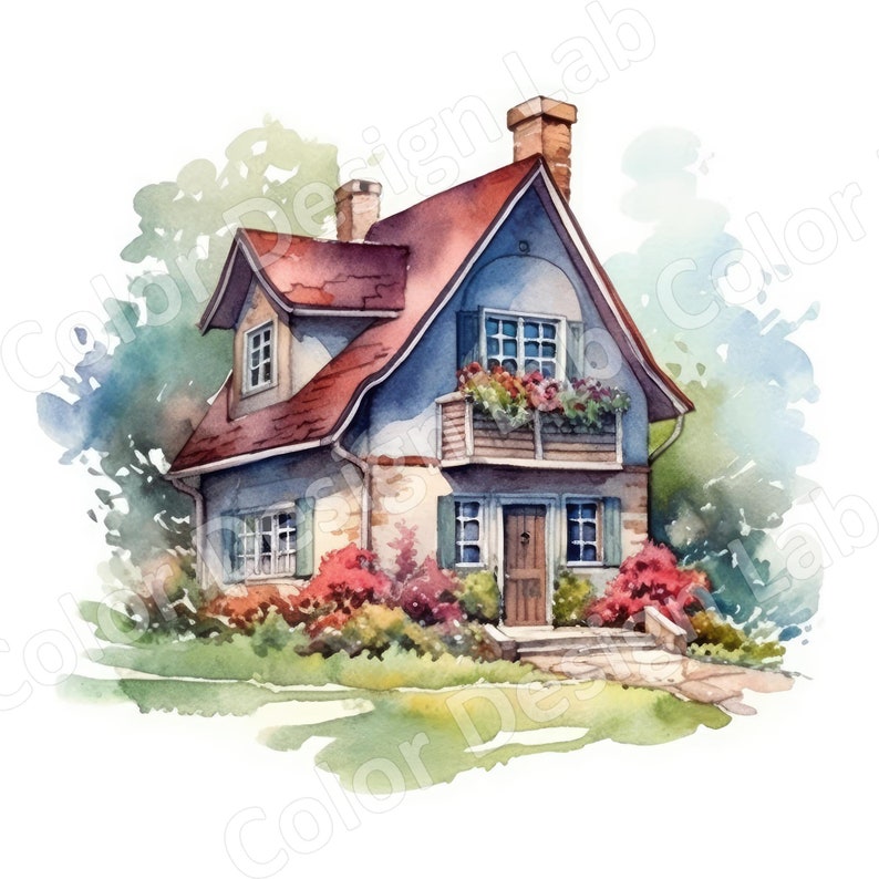 Country Cottage Printable Clipart Set 8 High-resolution Pngs - Etsy