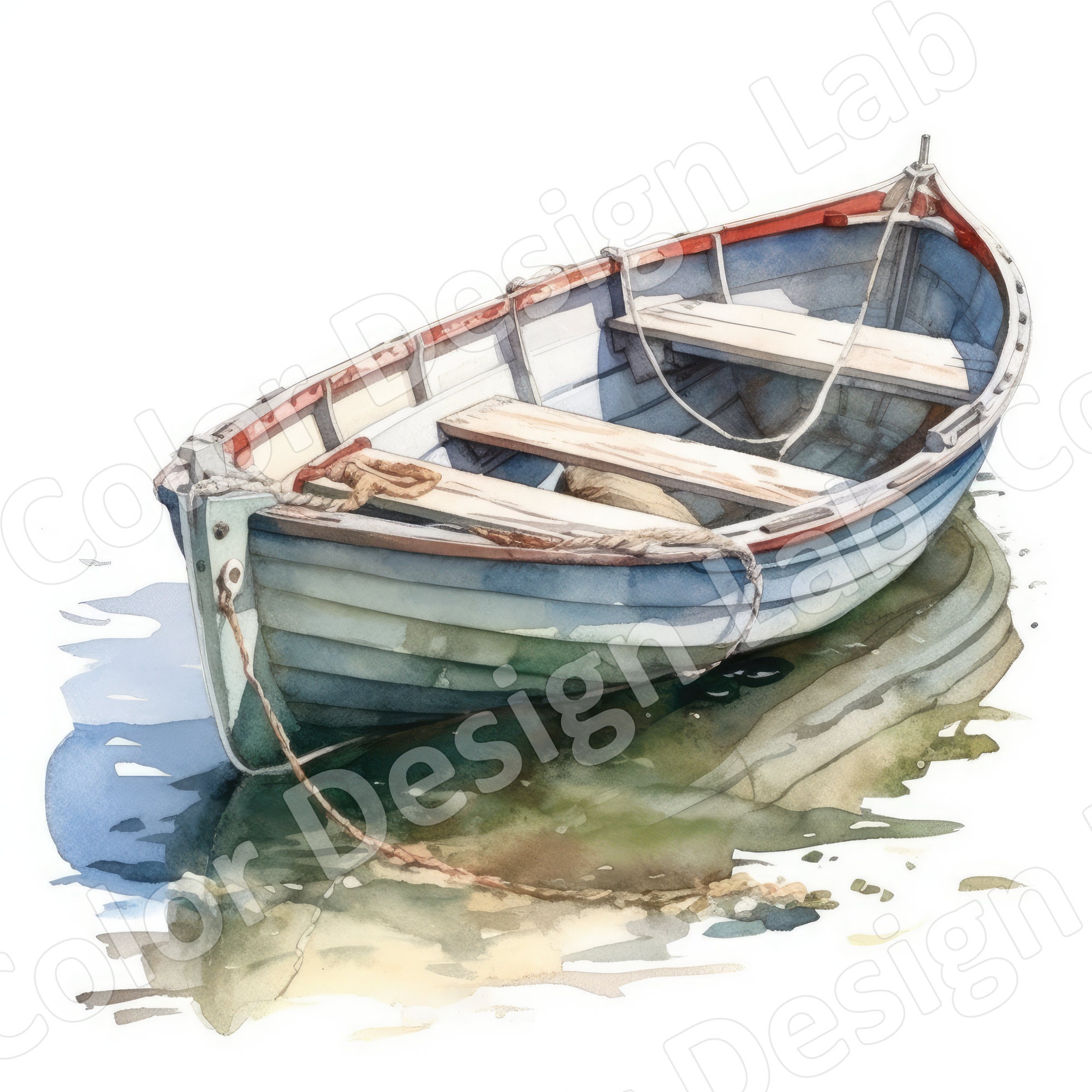 Dinghy Boat Download Printable Clipart Dinghy Set of 4 - Etsy