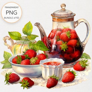 Victorian Strawberry Tea Clipart, Vintage Tea Party, Tea Time ...