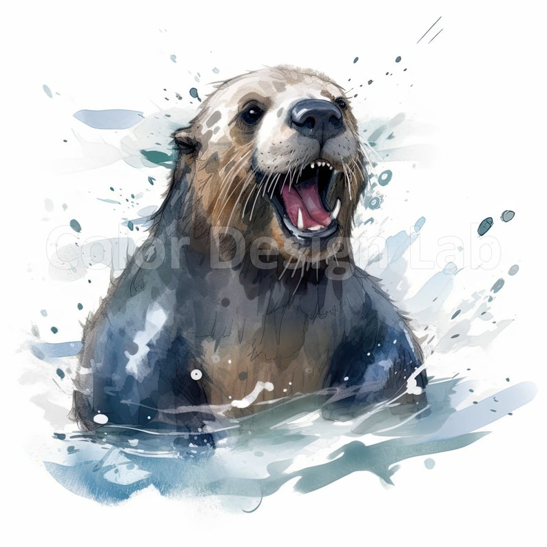 Happy Sea Otter Clipart Set 8 High-res Pngs Digital - Etsy