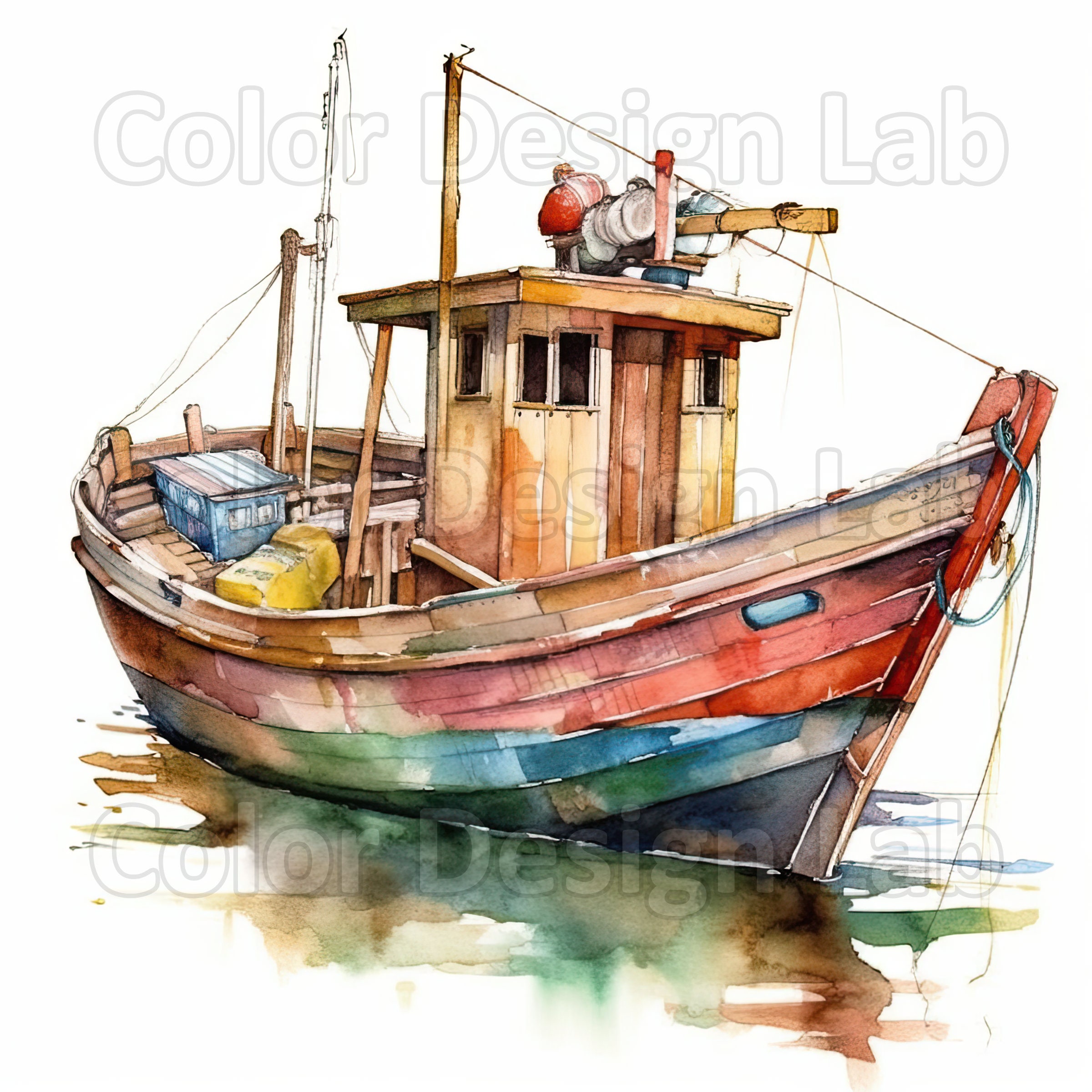 Fishing Boat Printable Clipart Bundle Set of 8 High-quality - Etsy