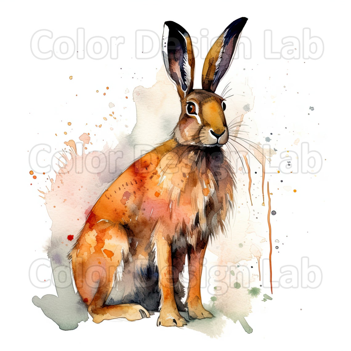 Hare Clipart Set of 8, High-quality PNG, Watercolor Hare Instant ...