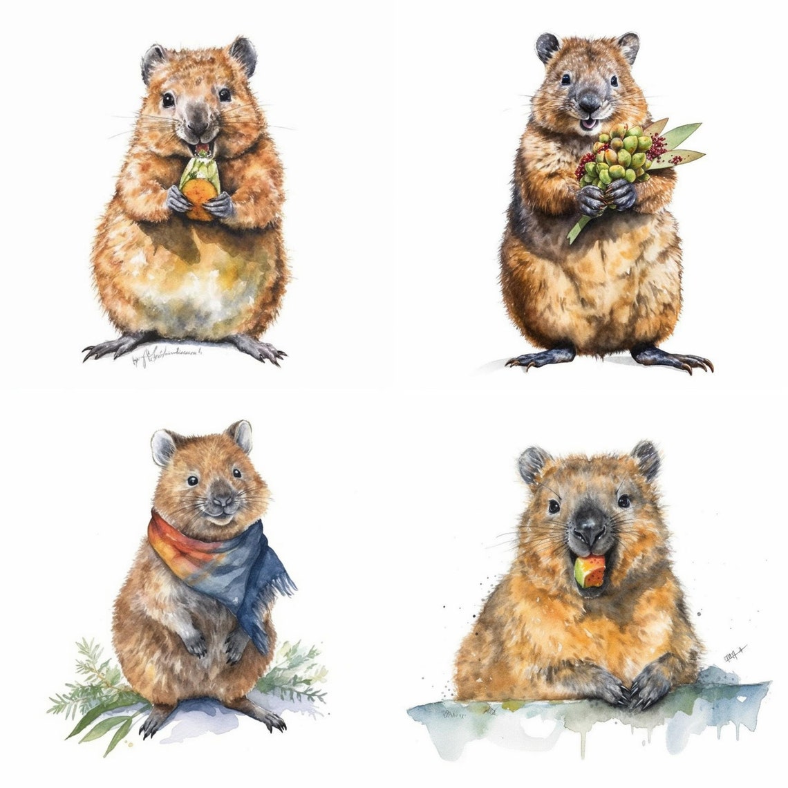 Happy Quokka Clipart Set - 8 Printable PNG Files, Commercial License ...
