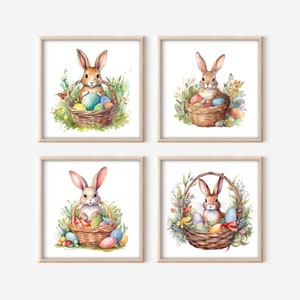 Easter Bunny Basket Clipart Set, 8 High-resolution Pngs, Commercial Use ...