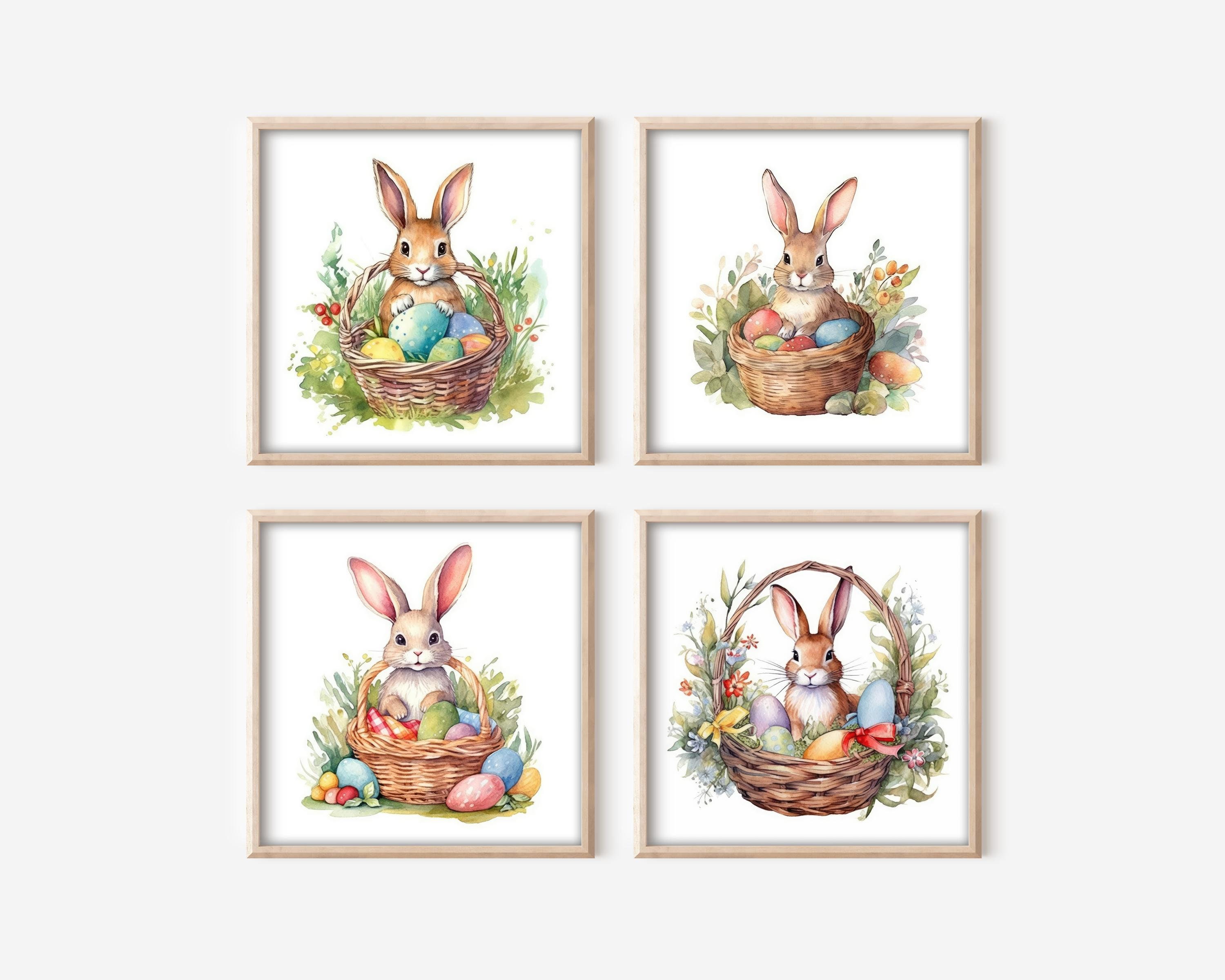 Easter Bunny Basket Clipart Set, 8 High-resolution Pngs, Commercial Use ...