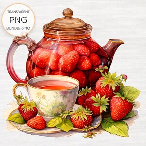 Victorian Strawberry Tea Clipart, Vintage Tea Party, Tea Time ...