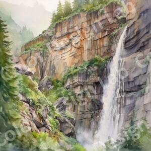 Cascading Mountain Waterfall Clipart, Set of 4 High-resolution ...