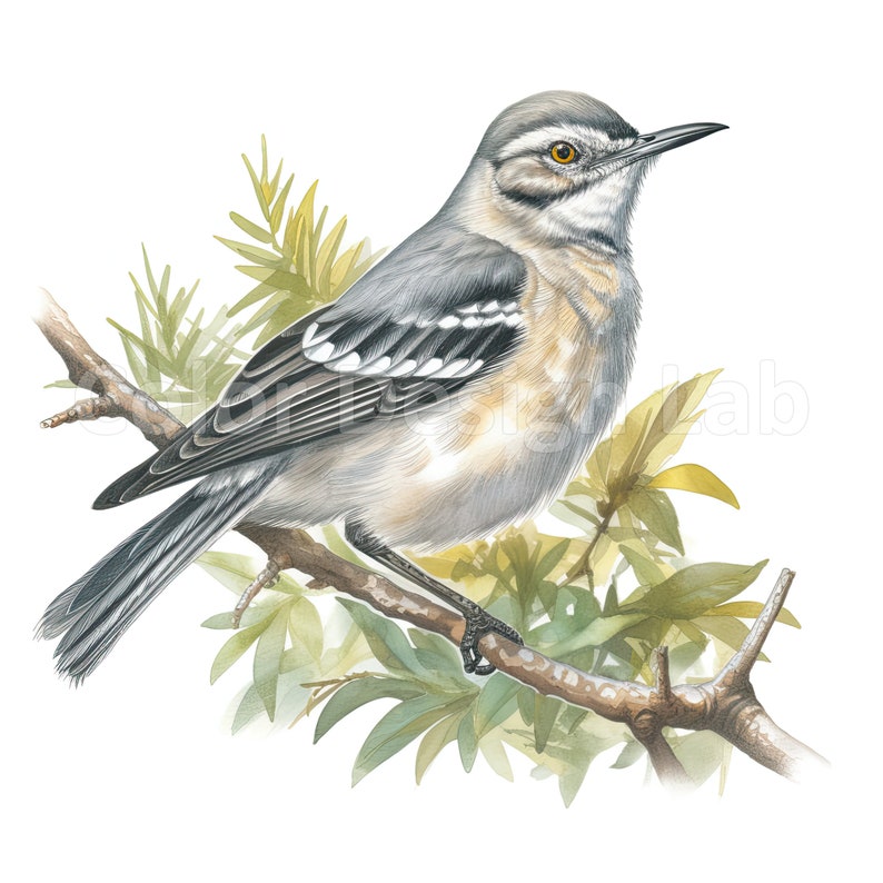 Northern Mockingbird Clipart Set 8 Mockingbird Art - Etsy