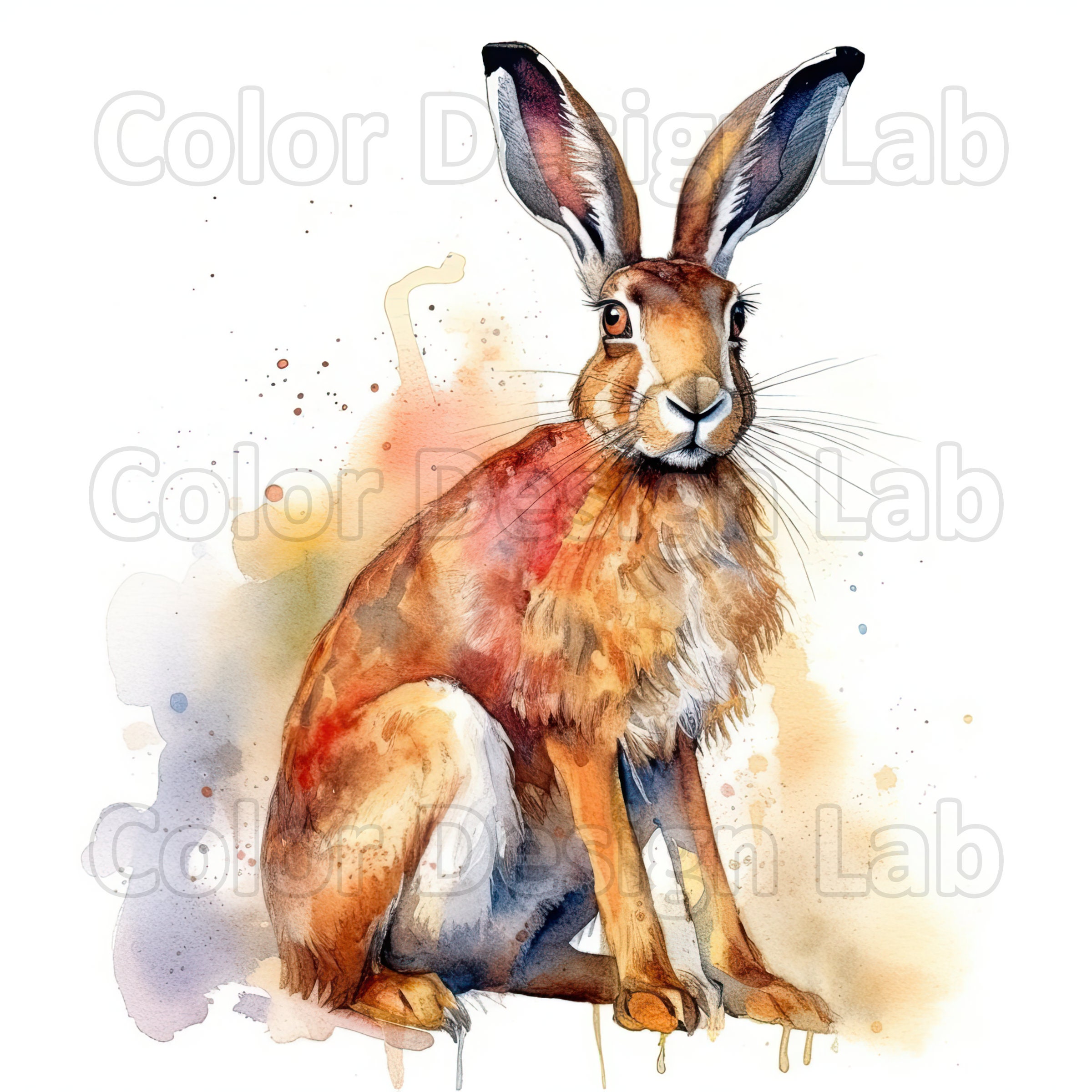 Hare Clipart Set of 8, High-quality PNG, Watercolor Hare Instant ...