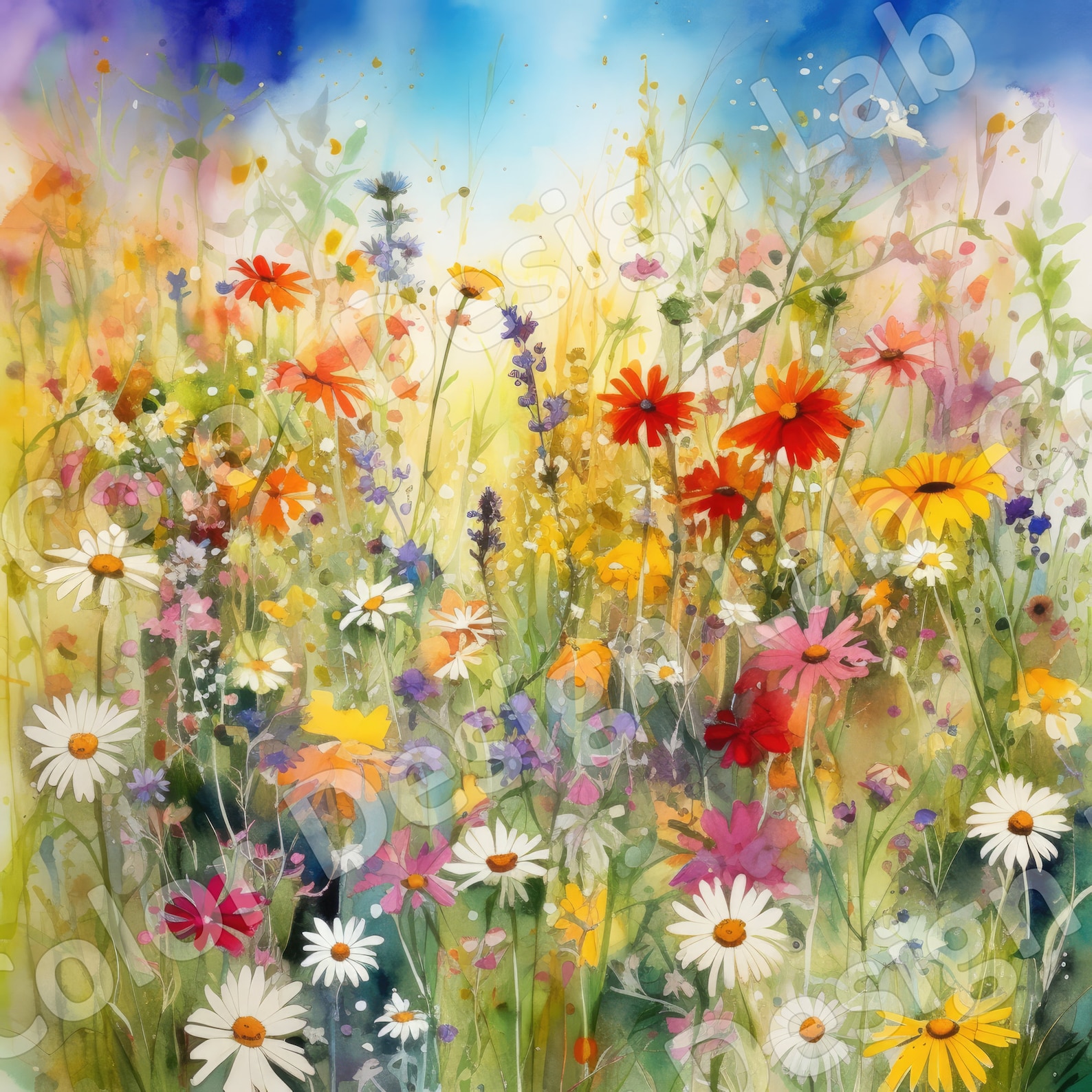 Wildflower Meadow Downloadable Clipart Set 4 Blooming Meadow - Etsy