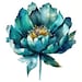 Flower Teal Clipart - Set of 12 High-quality Floral PNG - Digital ...
