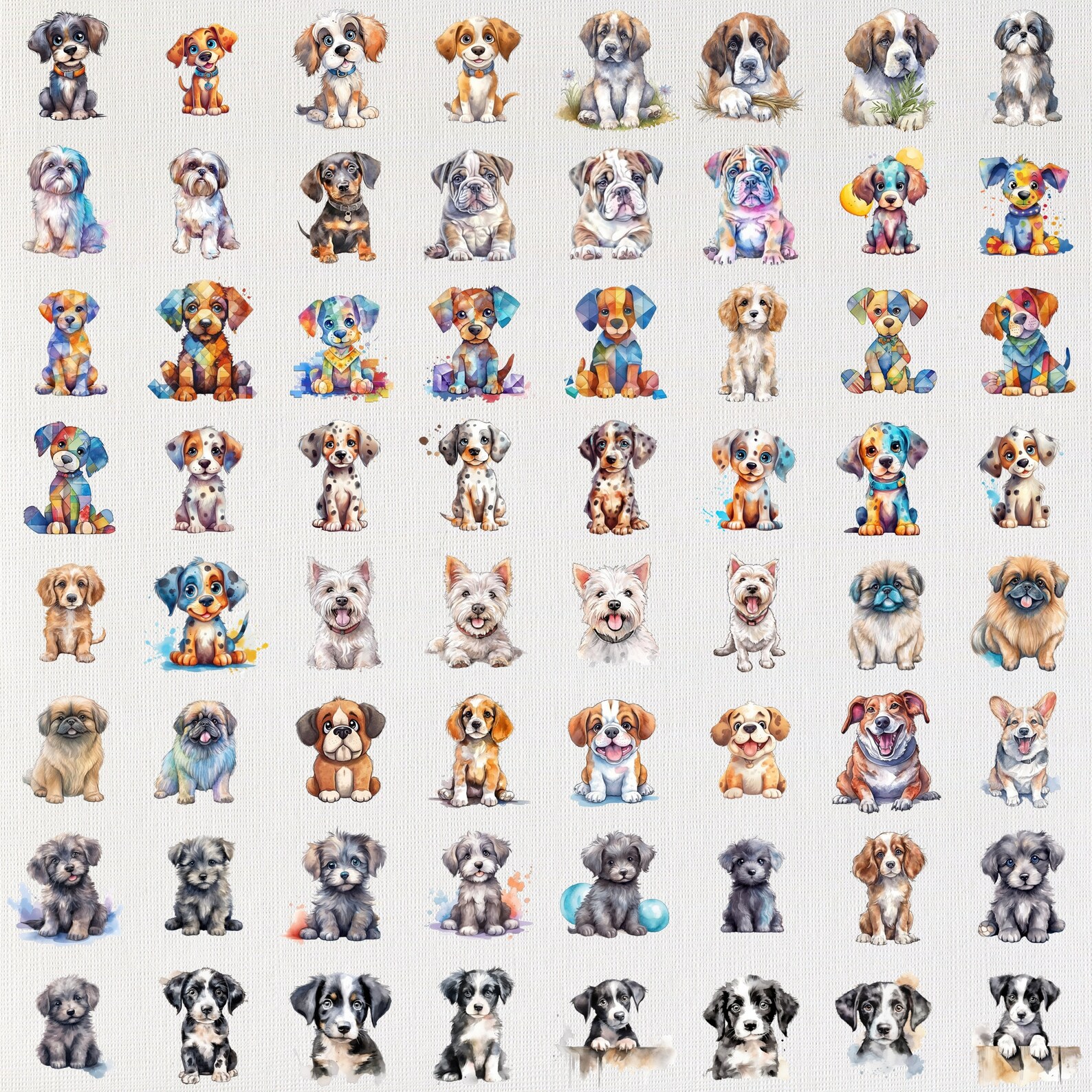 500 Puppy Clipart Bundle PNG Images, Digital Scrapbooking, Card Making ...